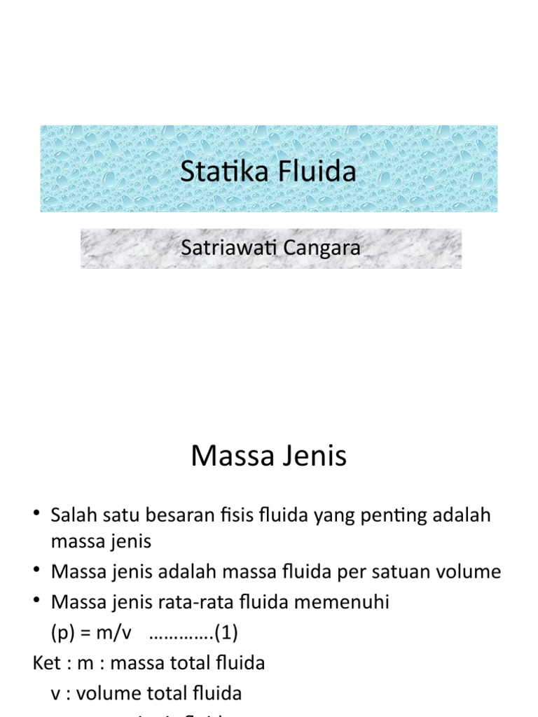 Pertemuan 11 & 12 Statika Fluida | PDF