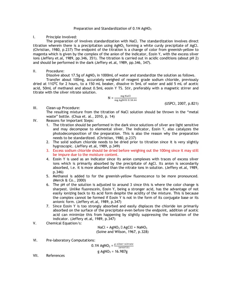 Preparation and Standardization of AgNO3 | PDF | Titration | Chemistry