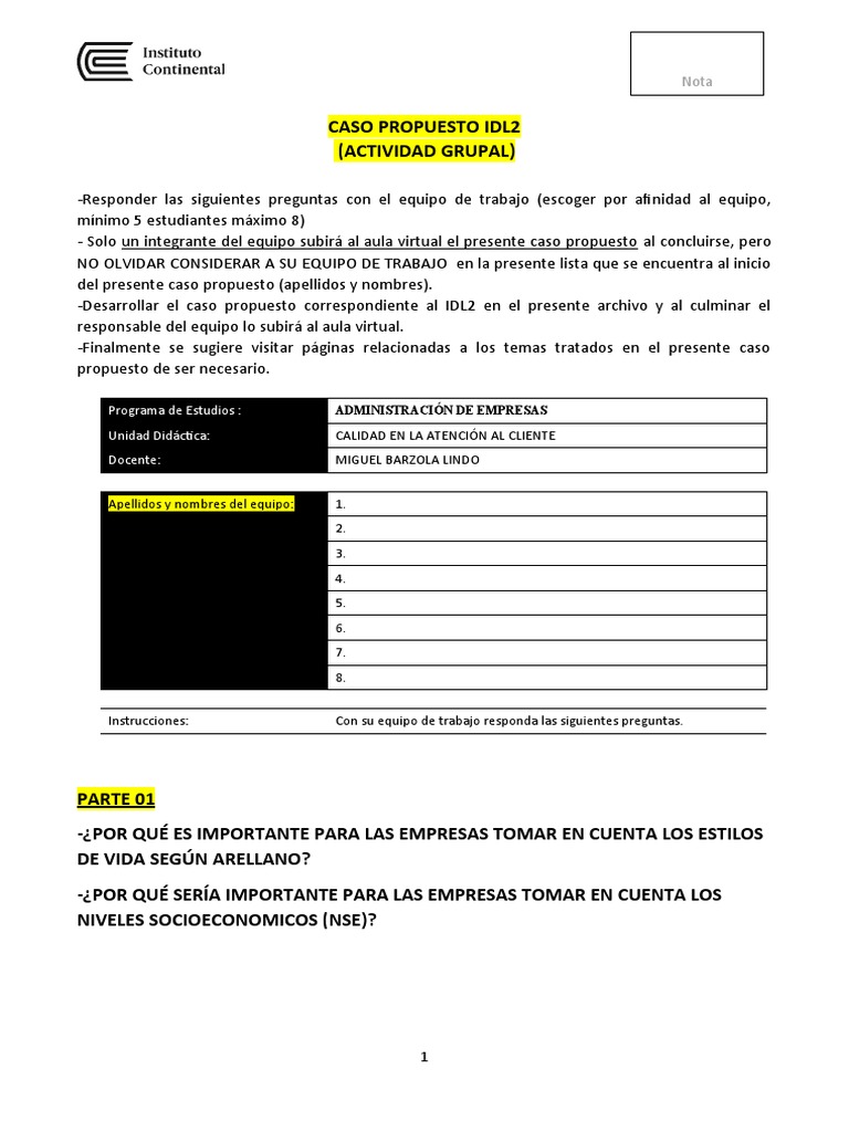 IDL2 CASO PRACTICO PROPUESTO Resuelto | PDF | Business | Cliente