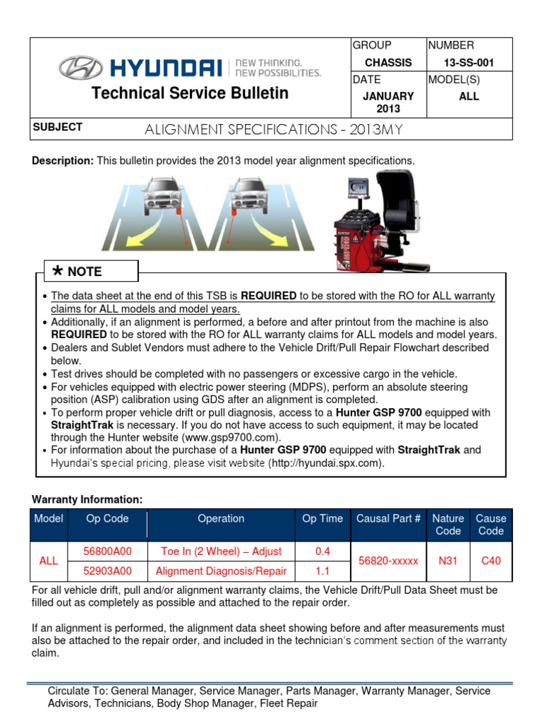 2013 Hyundai Wheel Alignment Specs | PDF | Steering | Wheel