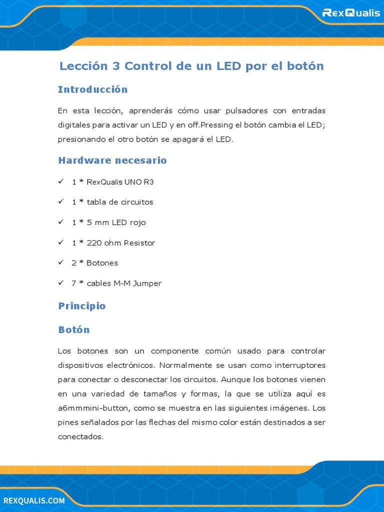Controlar LED con Botones Arduino | PDF | Arduino | Diodo emisor de luz