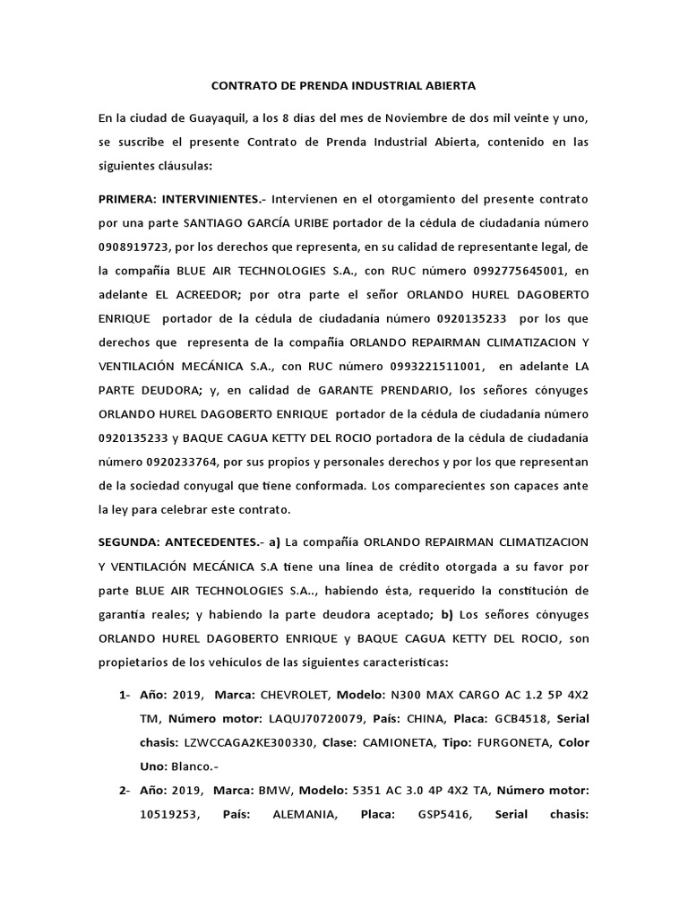 Contrato Prenda | PDF | Pagos | Derecho y economía