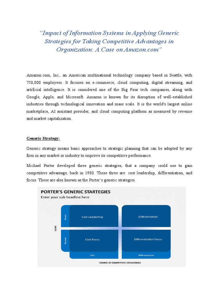 Impact of Information Systems in Applying Generic Strategies For Taking Competitive Advantages ...