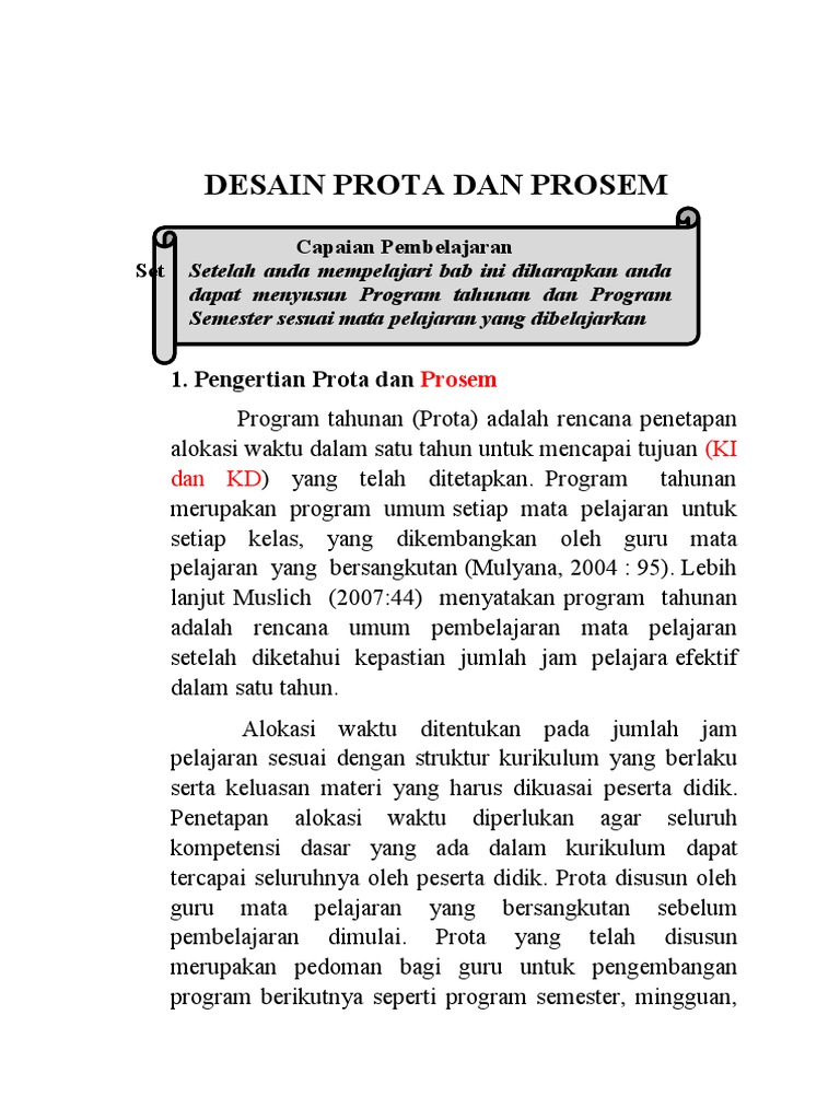 Desain Prota Dan Prosem | PDF | Karier & Perkembangan