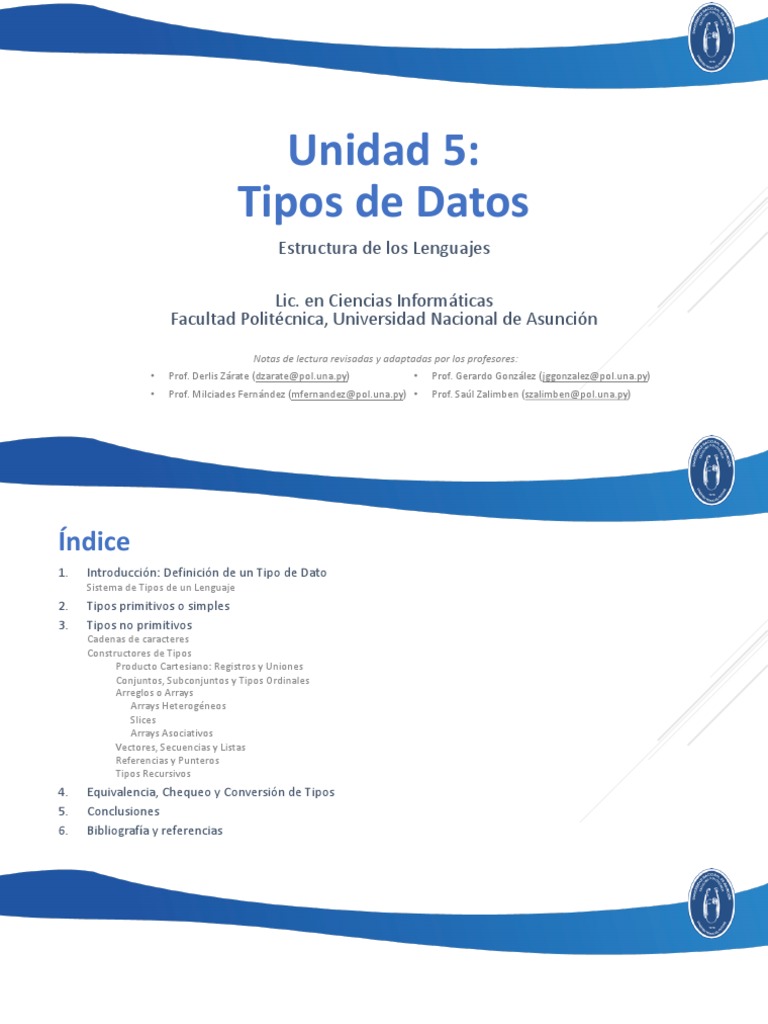 U05 Tipos de Datos | PDF | Puntero (Programación de computadora) | Estructura de datos de matriz