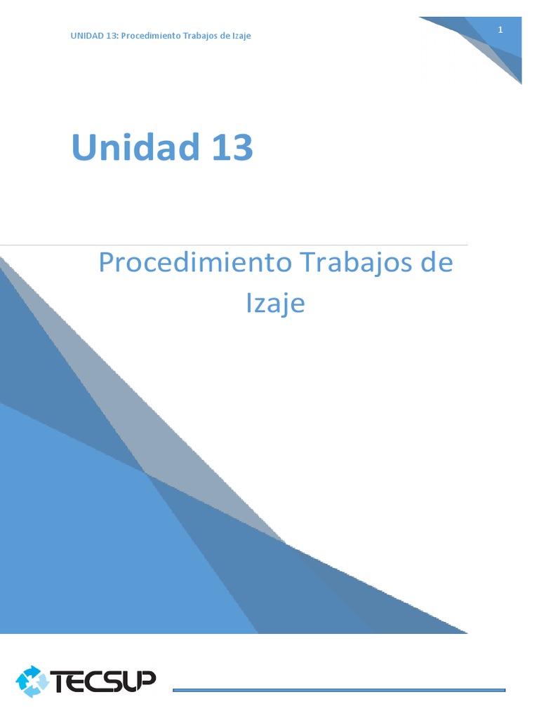 Unidad 13 Procedimiento Trabajos de Izaje | PDF | Hormigón | Acero