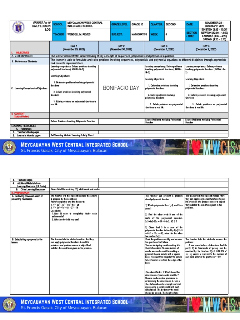 Math 10 Q2 W4: Polynomial Functions | PDF | Polynomial | Zero Of A Function