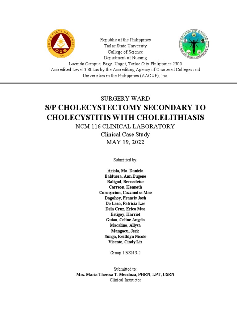 FINAL NCM 112 Clinical GRAND CASE STUDY CHOLECYSTITIS WITH ...