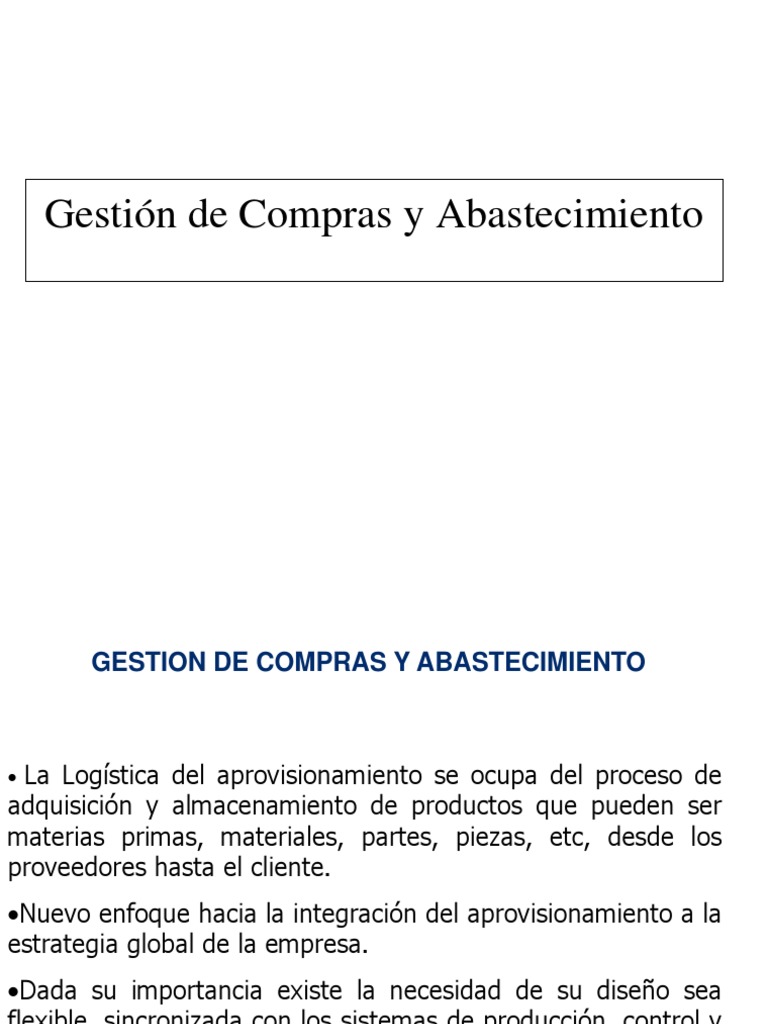 Procesos de Gestion de Compras y Abastecimiento | PDF | Logística | Calidad (comercial)