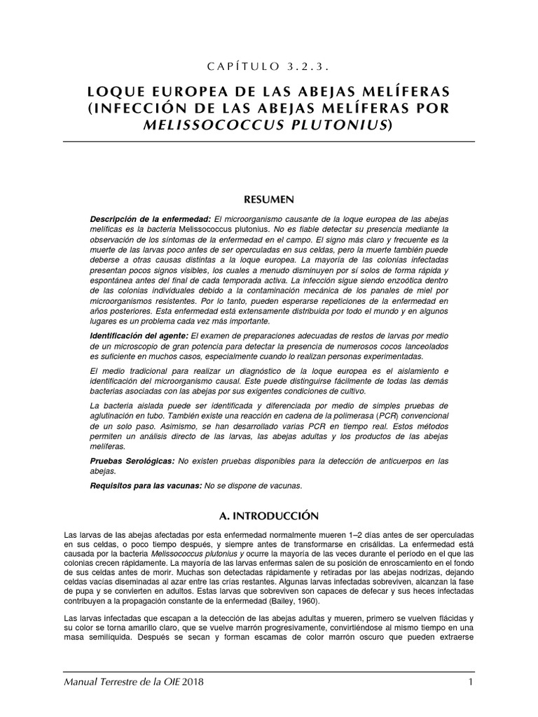 Diagnóstico de Loque Europea en Abejas | PDF | Reacción en cadena de la ...