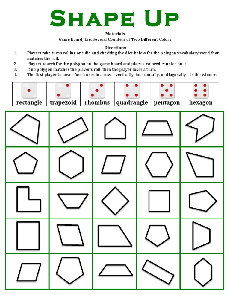 Polygon Vocabulary Game Guide | PDF | Euclidean Geometry | Geometric Shapes
