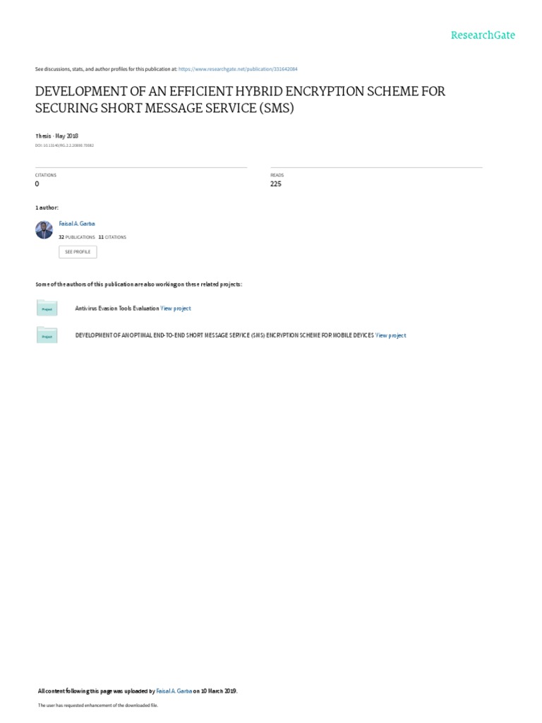 FINALMSc DISSERTATIONFAISALALIGARBA | PDF | Key (Cryptography) | Cryptography