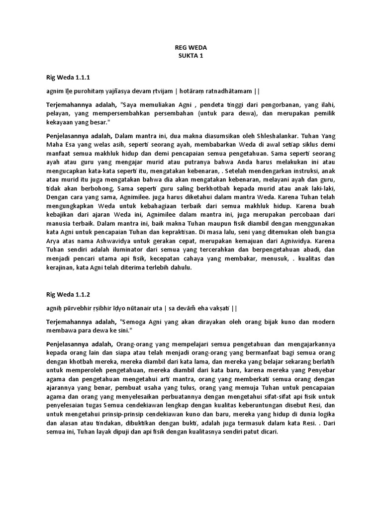 Mantra Agni dalam Rig Weda 1.1 | PDF | Filsafat