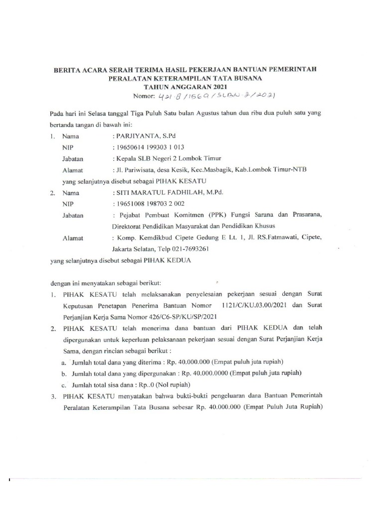 BAHP Laporan Tata Busana SLB Negeri 2 Lombok Timur | PDF