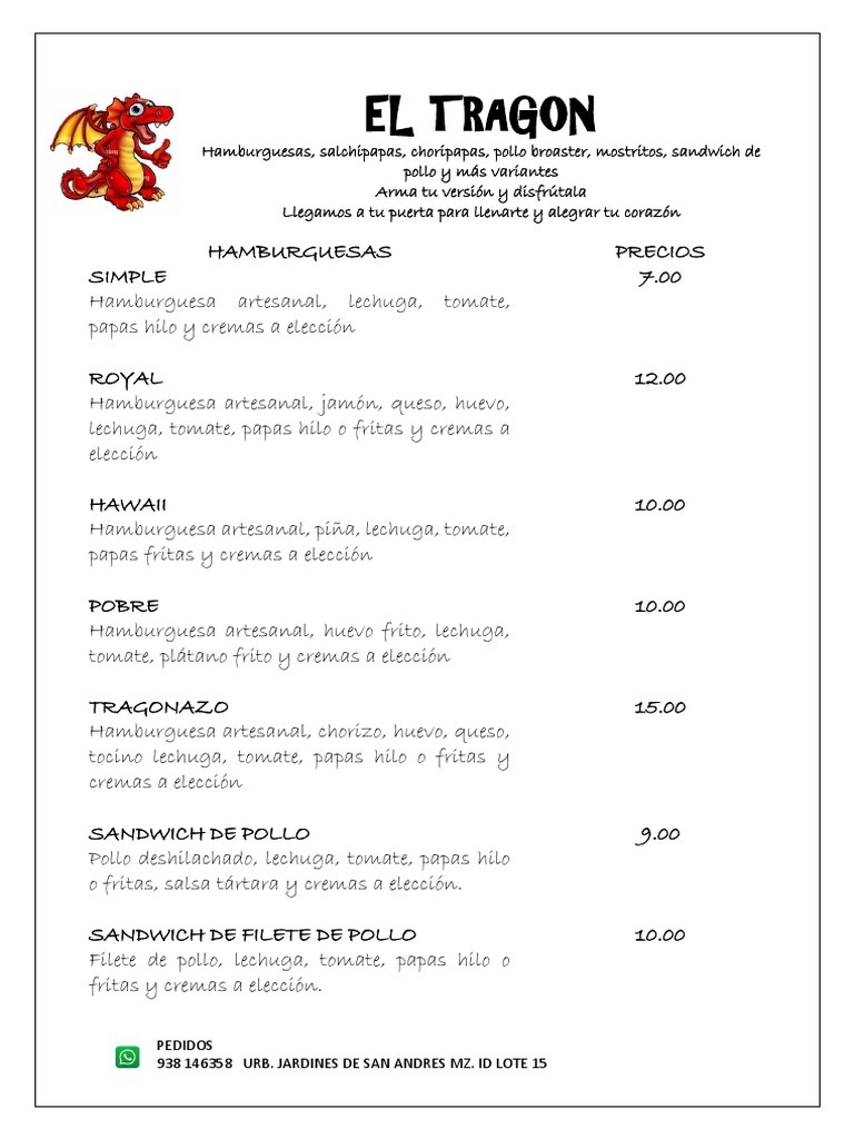 Delicias a Domicilio: El Tragón | PDF | Hamburguesas | Comida de ...