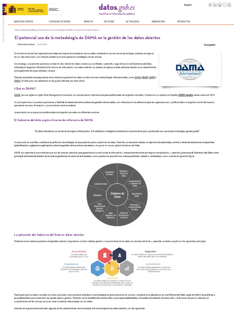 Metodología DAMA en Datos Abiertos | PDF | Metadatos | Información
