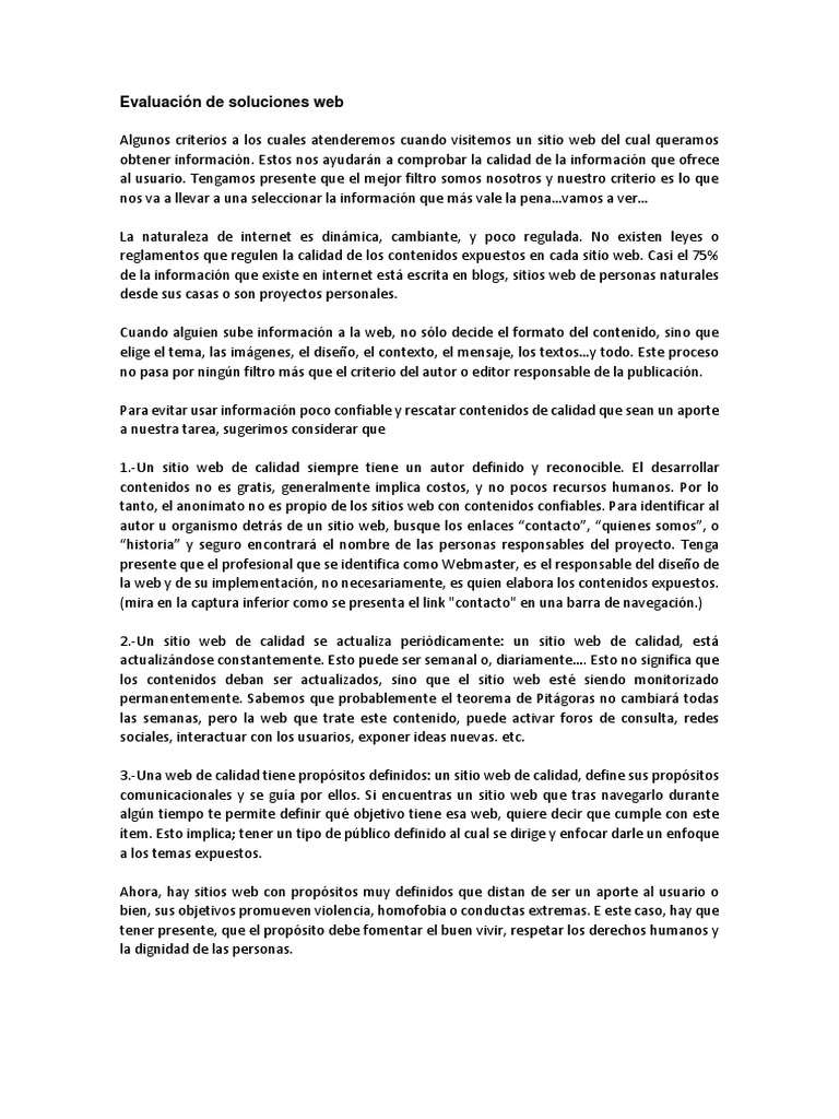 Evaluación de Soluciones Web | PDF | Servicio de redes sociales | Red mundial