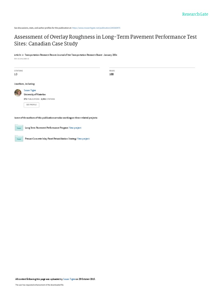 Assessmentof Overlay Roughnessin Long Term Pavement Performance Test ...