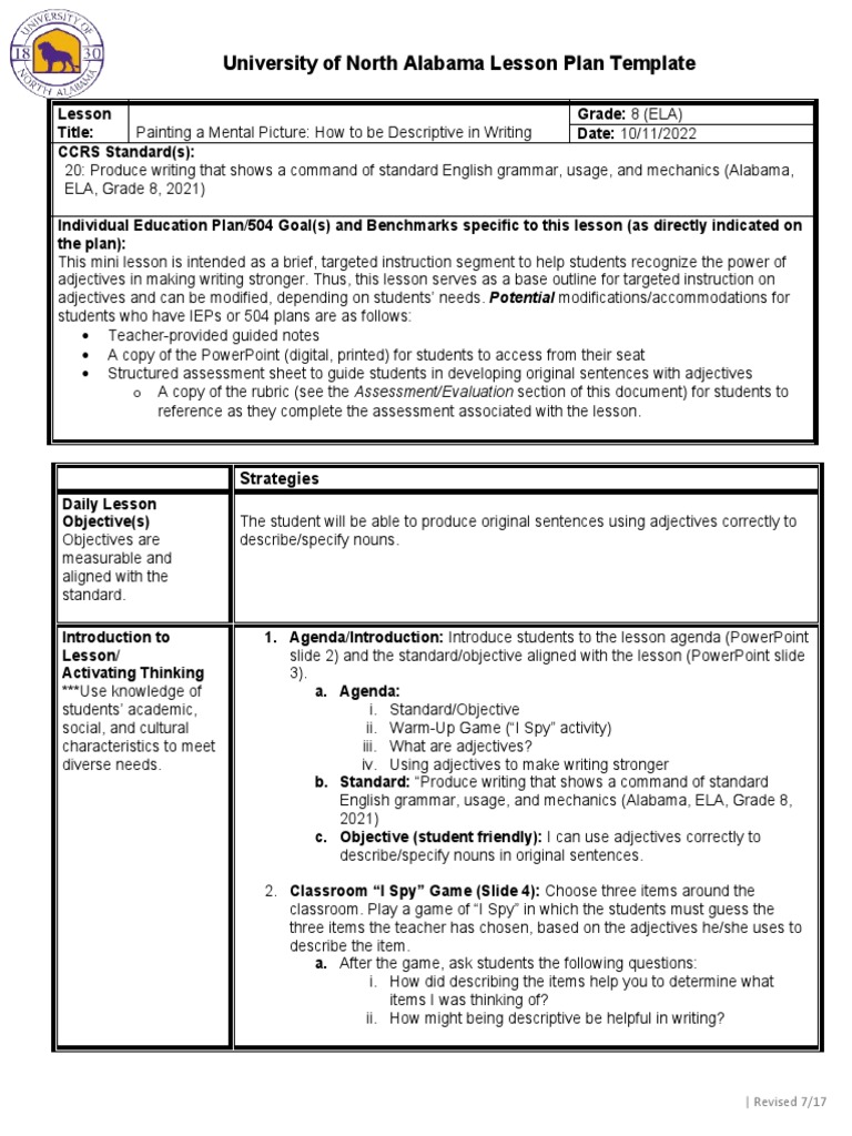 Adjectives Mini Lesson VW | PDF | Adjective | Teachers