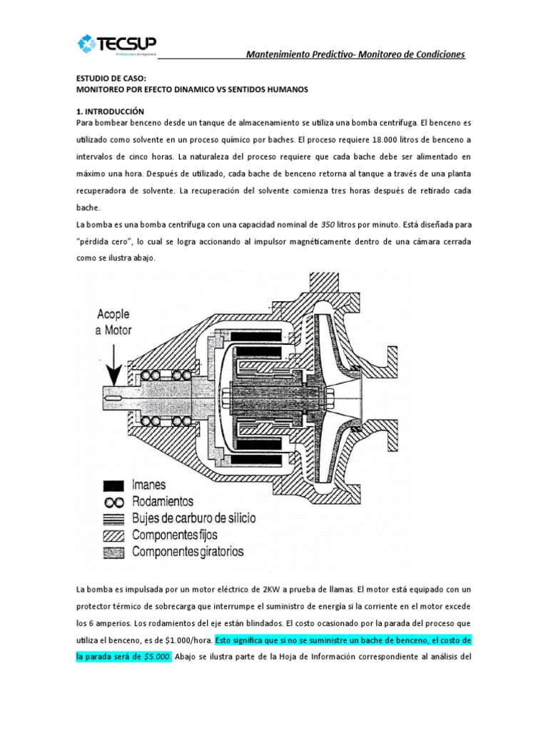Mantenimiento predictivo de bomba de benceno mediante monitoreo de vibraciones y ruido | PDF ...