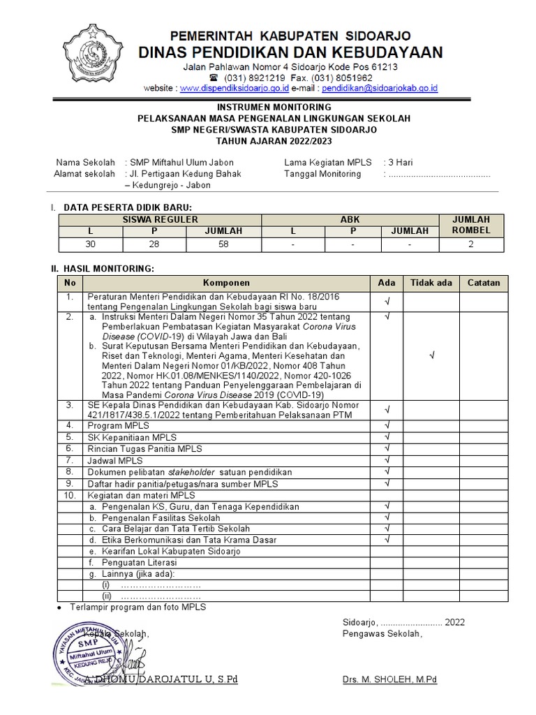 Instrumen Monitoring MPLS 2022 - Fix | PDF
