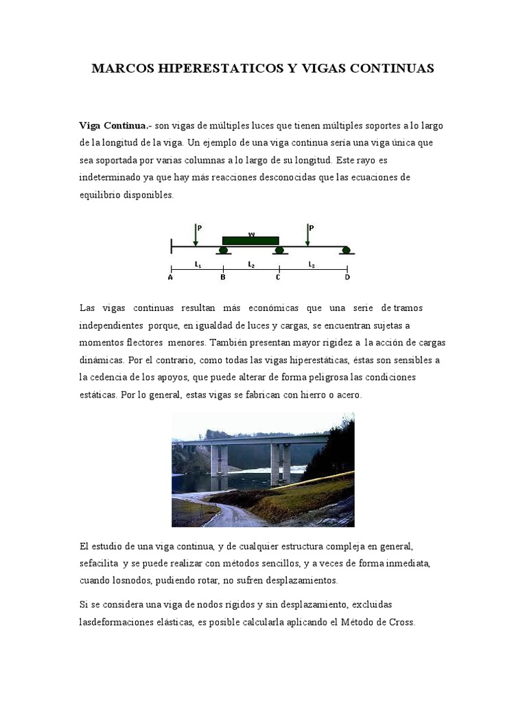 Marcos Hiperestaticos y Vigas Continuas | PDF | Viga (Estructura) | Ingeniería estructural