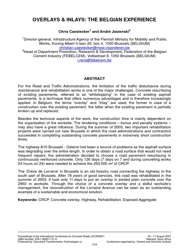 009 Jasienski Overlays & Inlays - Belgian Experience | PDF | Road Surface | Road