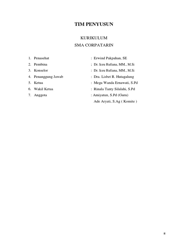 Team Penyusun KTSP Sma Corpatarin | PDF