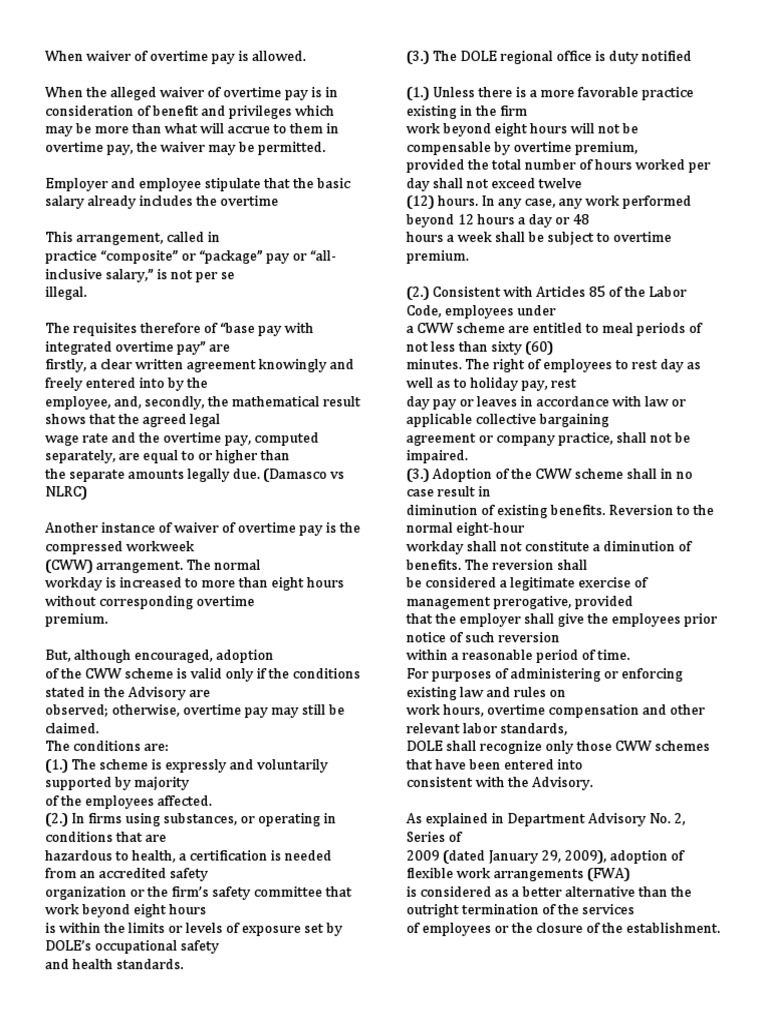 Understanding Overtime Waivers | PDF | Overtime | Working Time