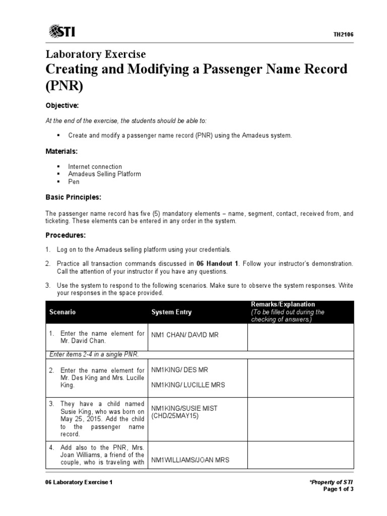 Amadeus PNR Training Guide | PDF | Computing | Communication