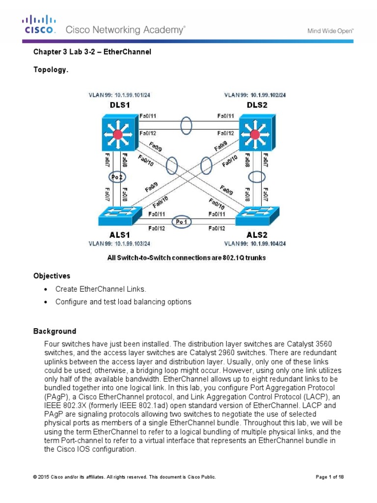CCNPv7.1 SWITCH Lab3-2 ETHERCHANNEL STUDENT | PDF | Network Switch | Information And ...