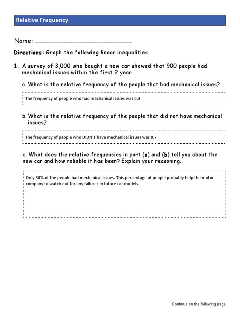 RelativeFrequency Worksheet | PDF