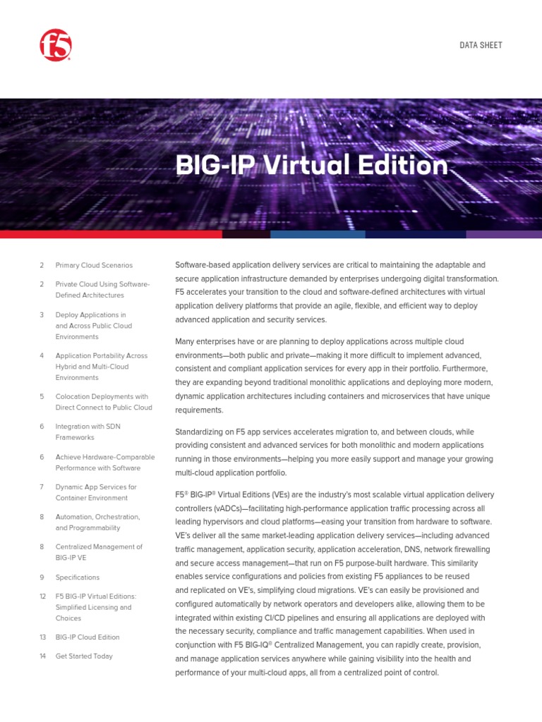 Big Ip Virtual Editions Datasheet | PDF | Cloud Computing | Web Application