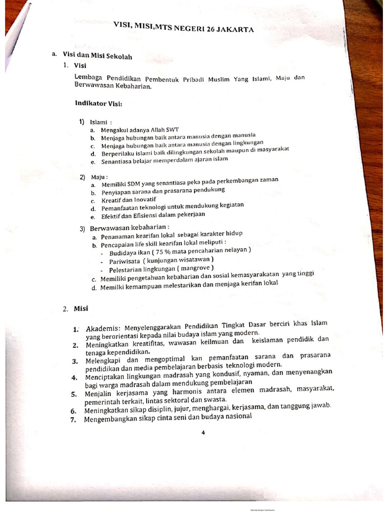 Dokumen Visi Misi Versi Sebelumnya Dan Setelah Perbaikan Berdasarkan ...