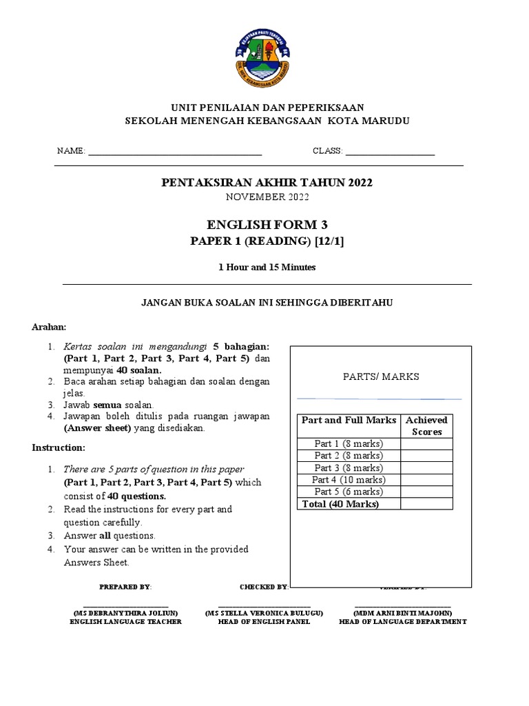 Paper 1 Exam F3 | PDF | Parachute | Hygiene