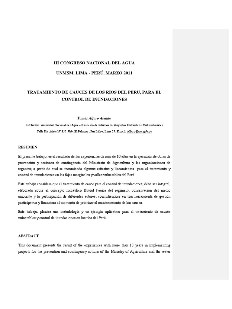 Tratamiento de Causes de Rios | PDF | Inundar | Ingeniería Ambiental