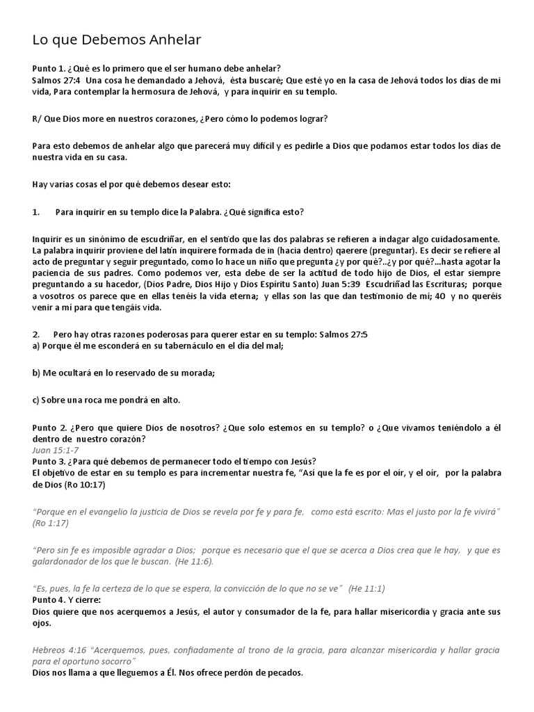 Lo Que Debemos Anhelar | PDF | Dios | Misericordia