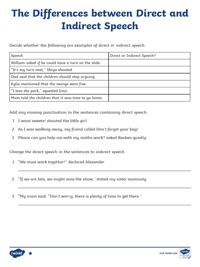 t2 e 41124 The Differences Between Direct and Indirect Speech ...