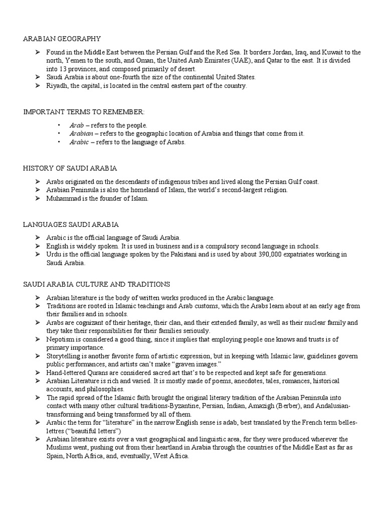 Arabian Literature | PDF | Saudi Arabia | Quran