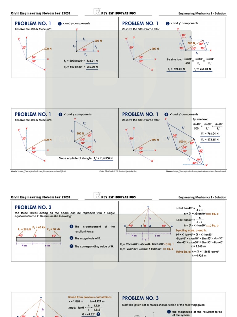 CE Board May 2021 - Engineering Mechanics - Set 1 Solution | PDF