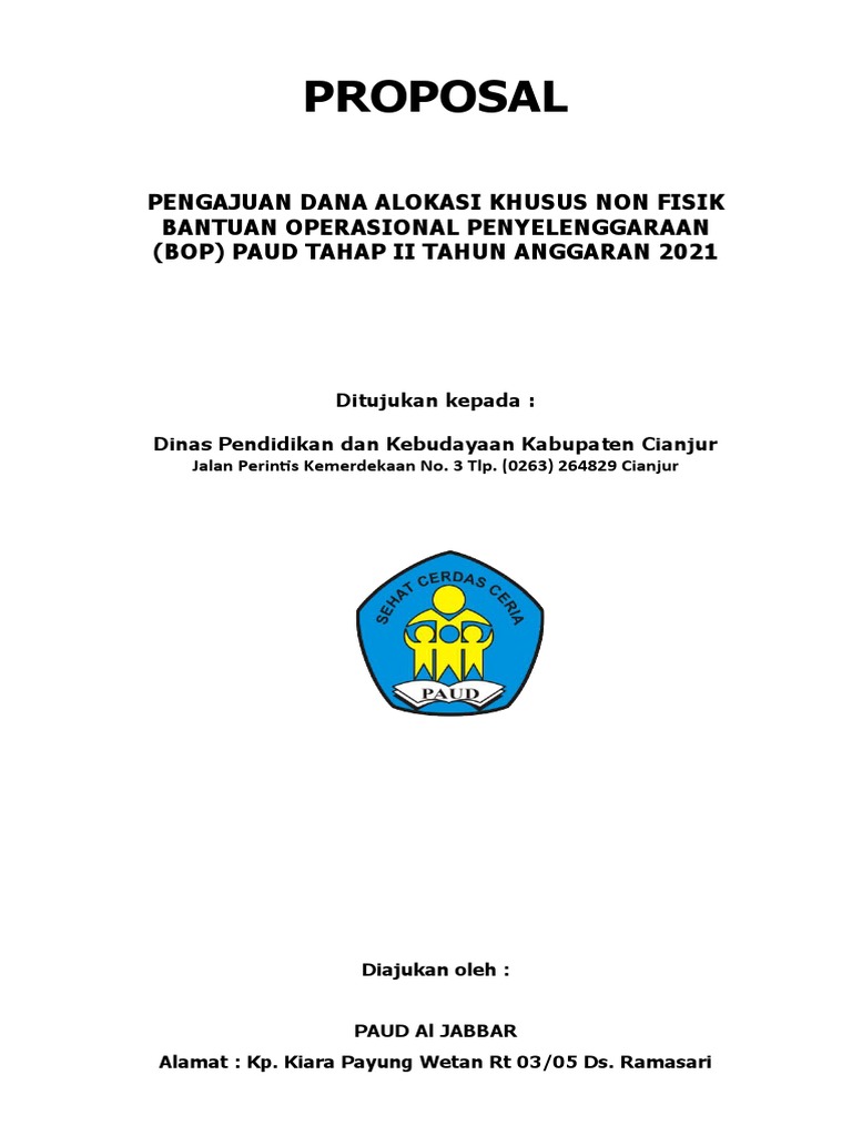 Proposal Pengajuan Bop Tahap II 2021 | PDF