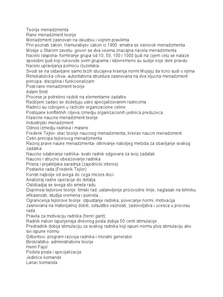 Teorije Menadzmenta | PDF