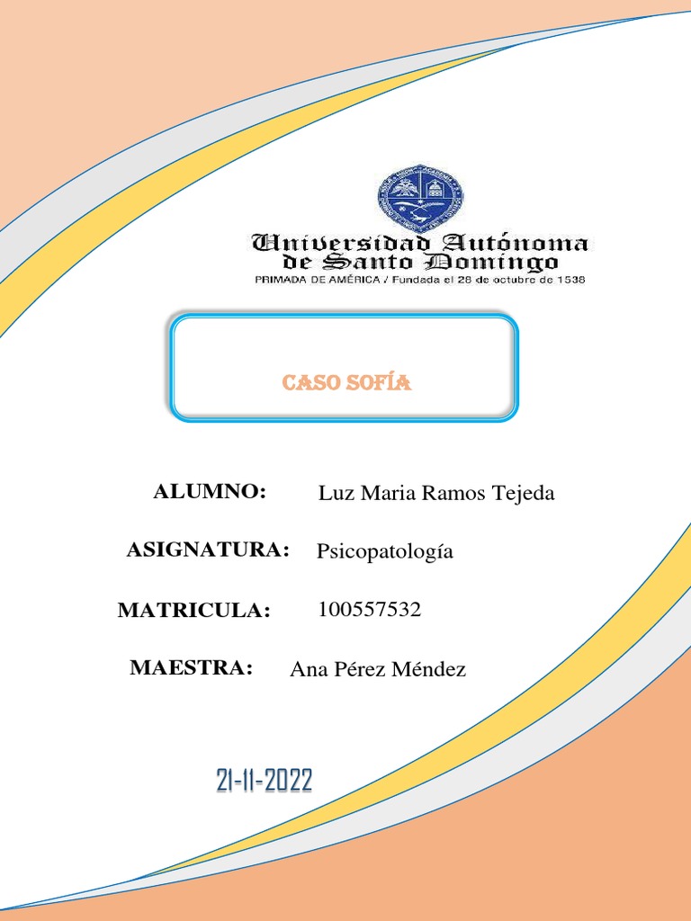 Caso Sofia. Luz Maria Ramos | PDF | Adultos | Trastorno mental