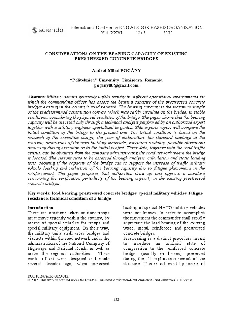 10.2478 - Kbo 2020 0131 | PDF | Bridge | Beam (Structure)