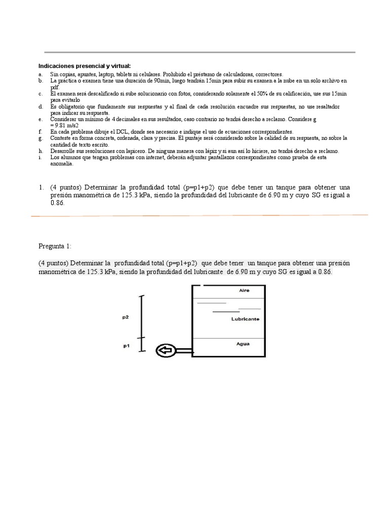 PCN1 Mecanica de Fluidos | PDF | Prueba (evaluación)