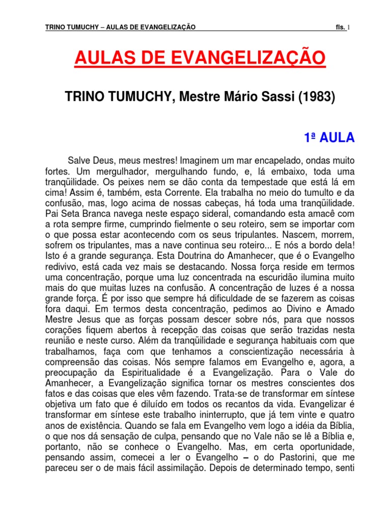 Mestre Mário Sassi - Aulas de Evangelização | PDF | Jesus | Amor