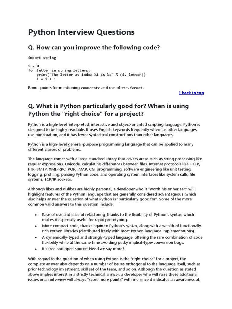 Python Interview | Download Free PDF | Anonymous Function | Parameter ...