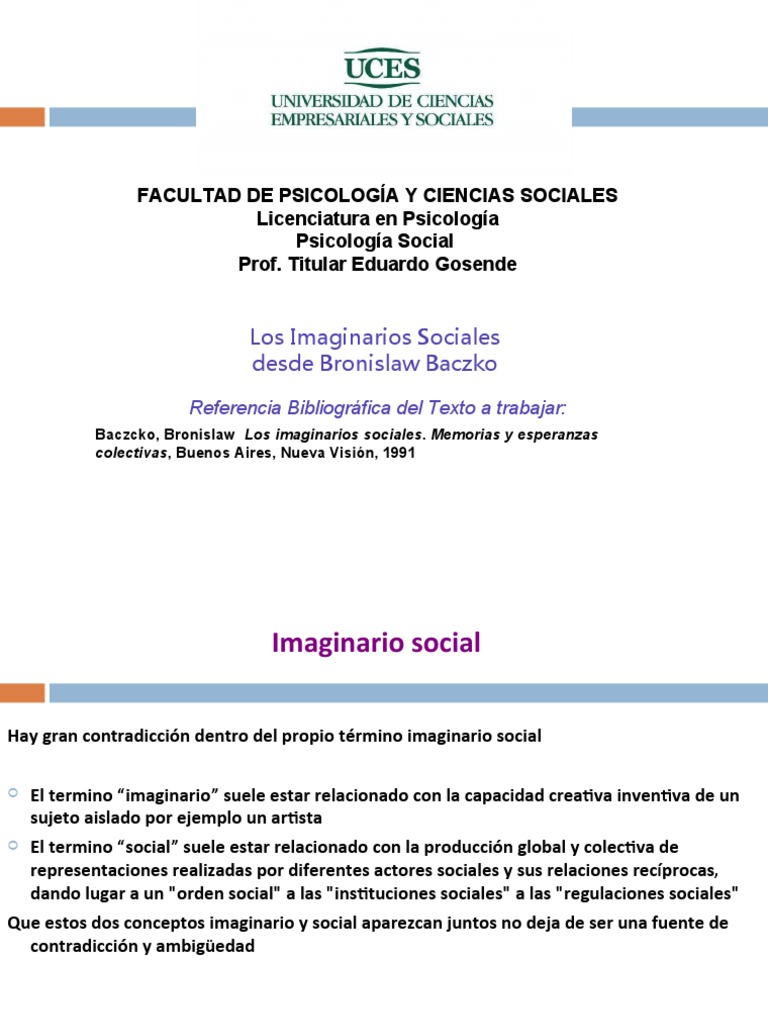 Gosende Imaginario Social Desde Baczko | PDF | Política | Filosofía