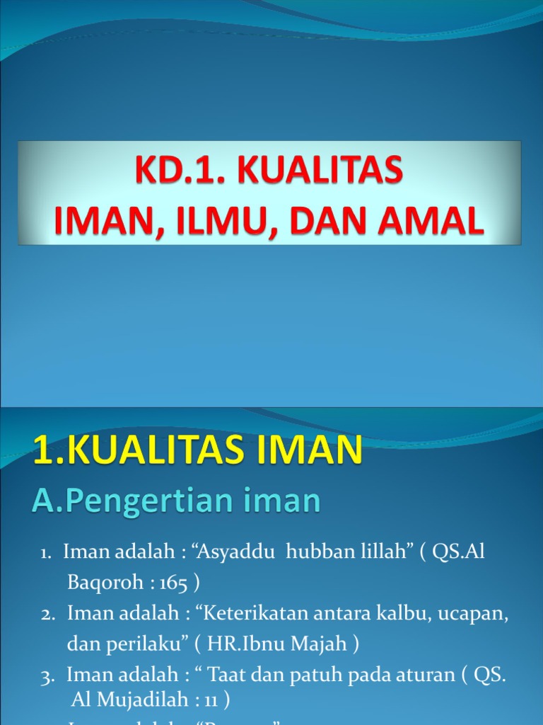 Kd.1.Kualitas, Iman, Ilmu, Dan Amal | PDF