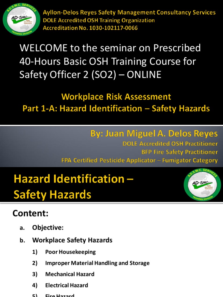 03 BOSH - Module 2 Part 1A Hazard Identification - Safety Hazards | PDF ...